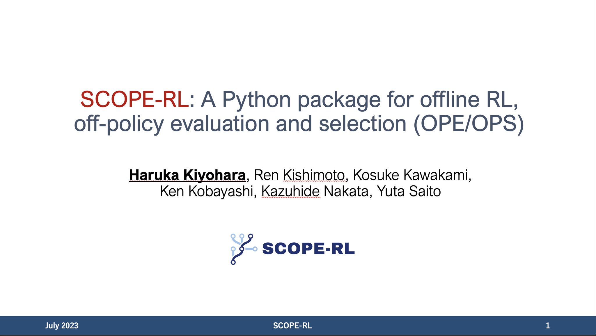 Haruka Kiyohara on Twitter: "博報堂テクノロジーズ、半熟仮想、東工大中田研との共同研究の成果として、 「SCOPE-RL」を公開しました！ オフライン強化学習やオフ ...
