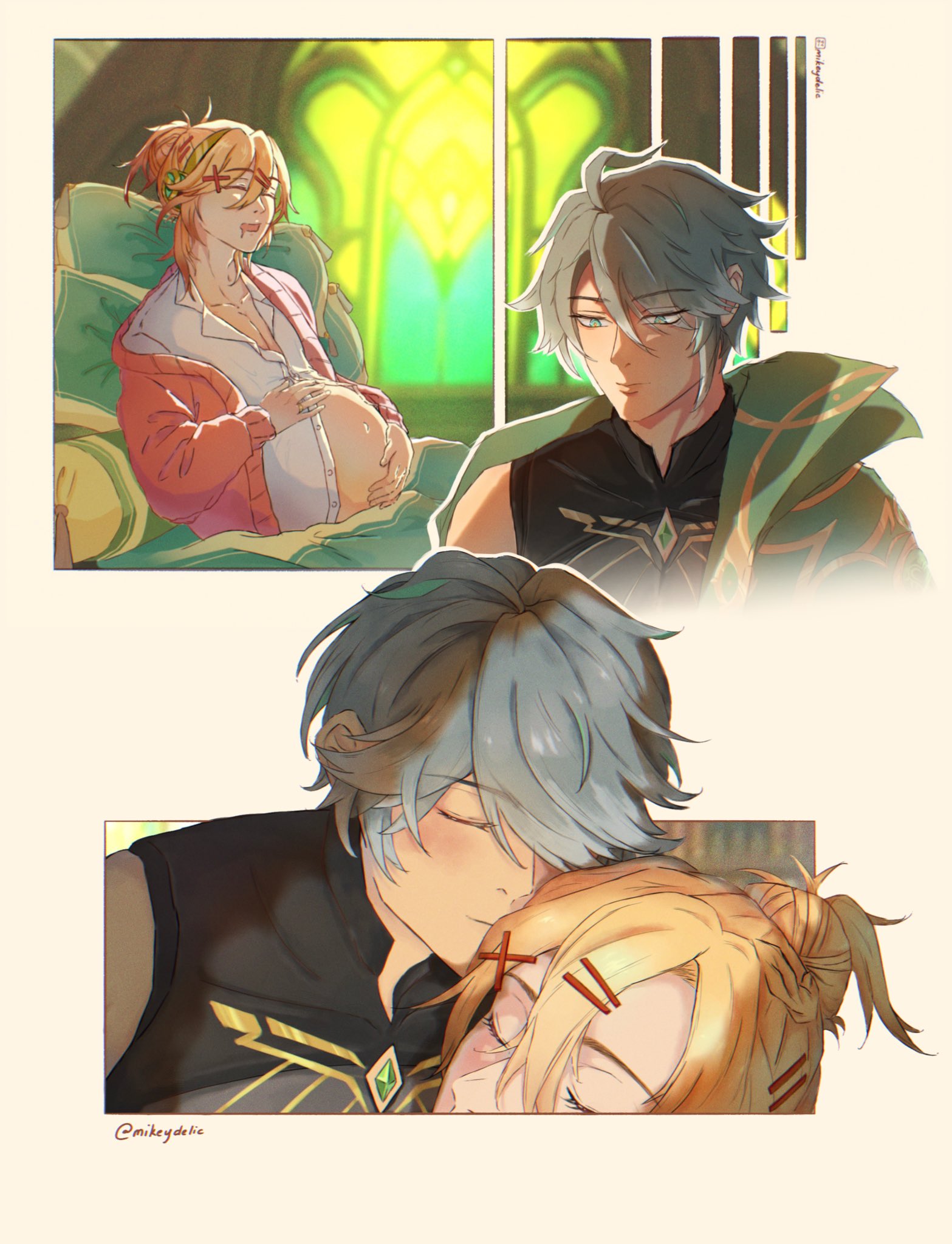 mikeydelic on Twitter: " ️mpreg ️ Haitham taking in the view of his very pregnant spouse, Kaveh💍 ...