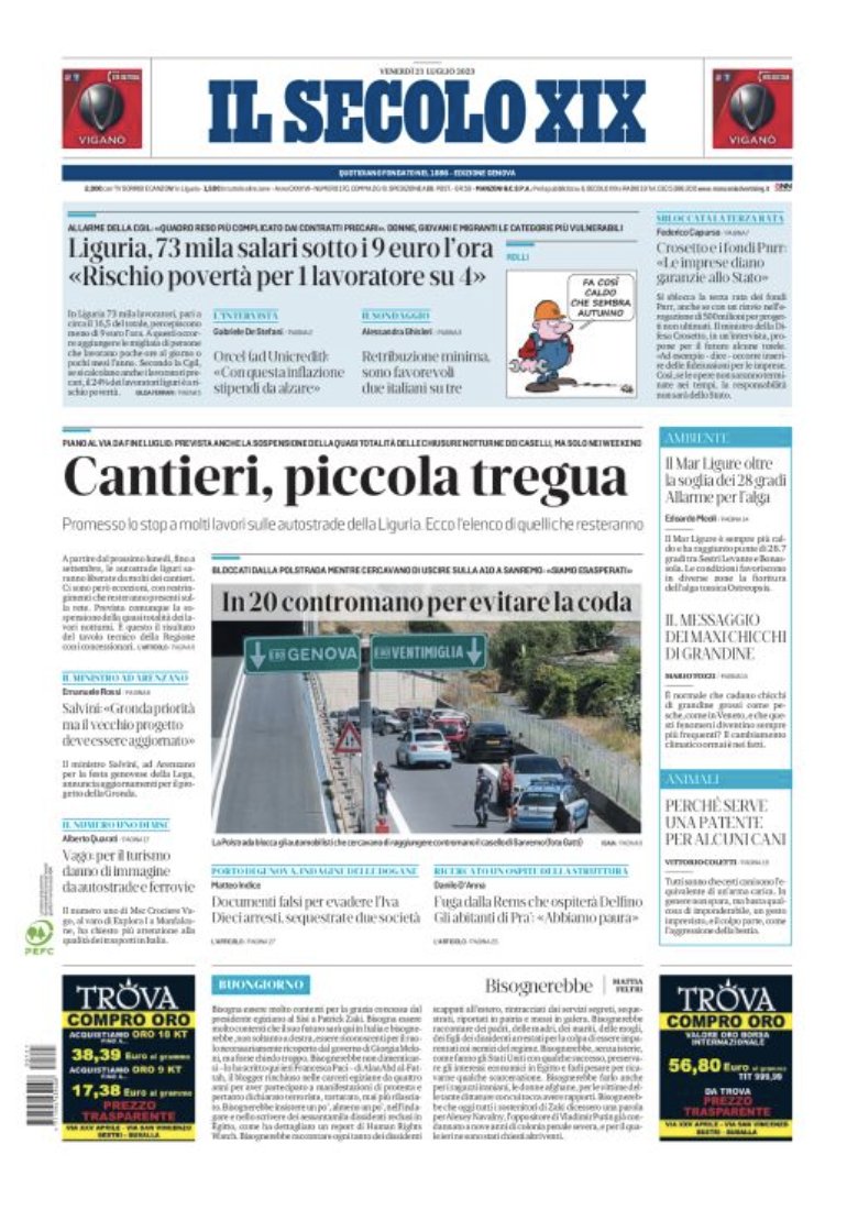 Il Secolo XIX on Twitter: "Buongiorno, la prima pagina di oggi, #21luglio Per leggere tutte le ...
