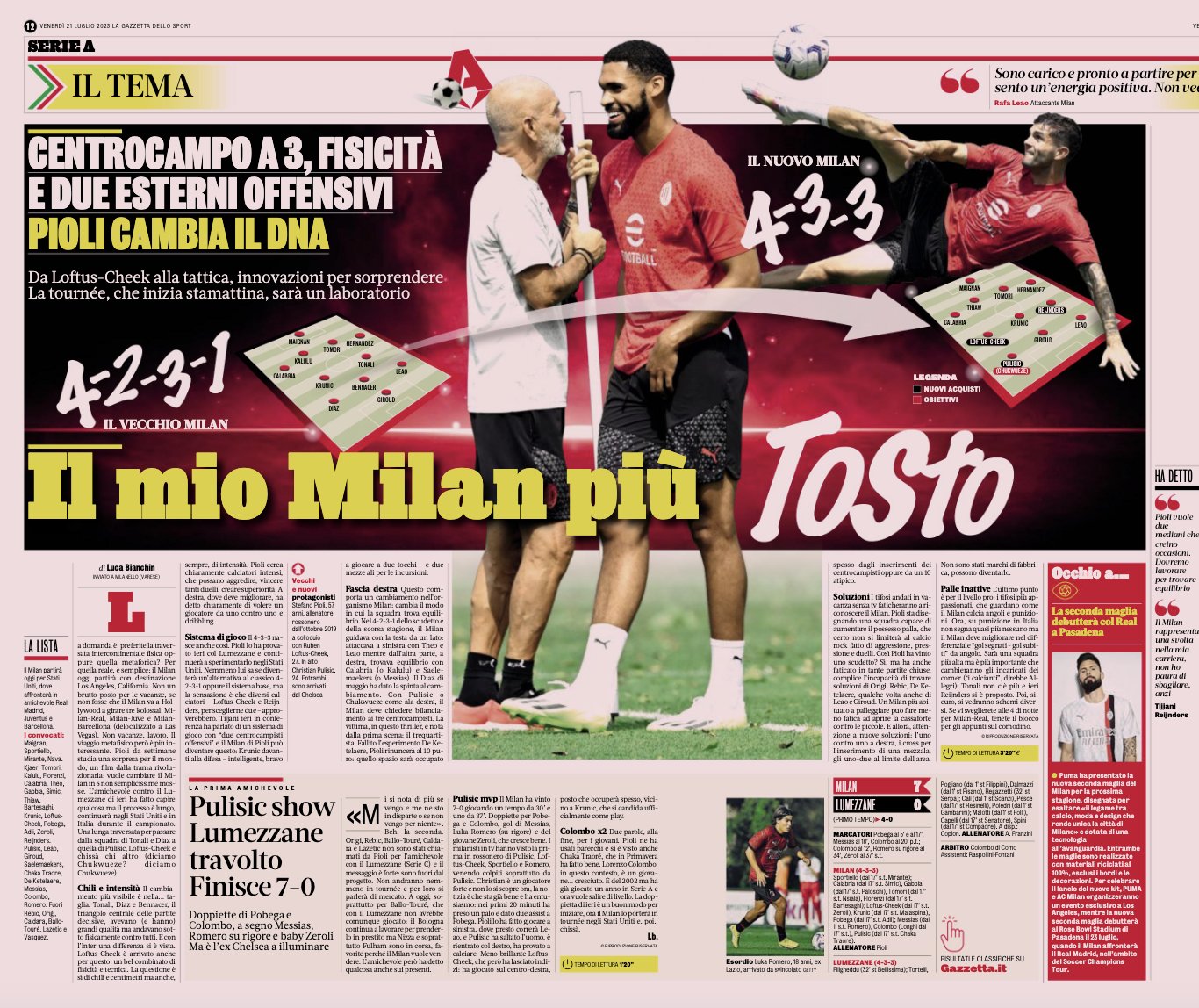 SempreMilan on Twitter: "📰 Today’s @Gazzetta_it... 🧬 “My #ACMilan plus. Three-man midfield ...