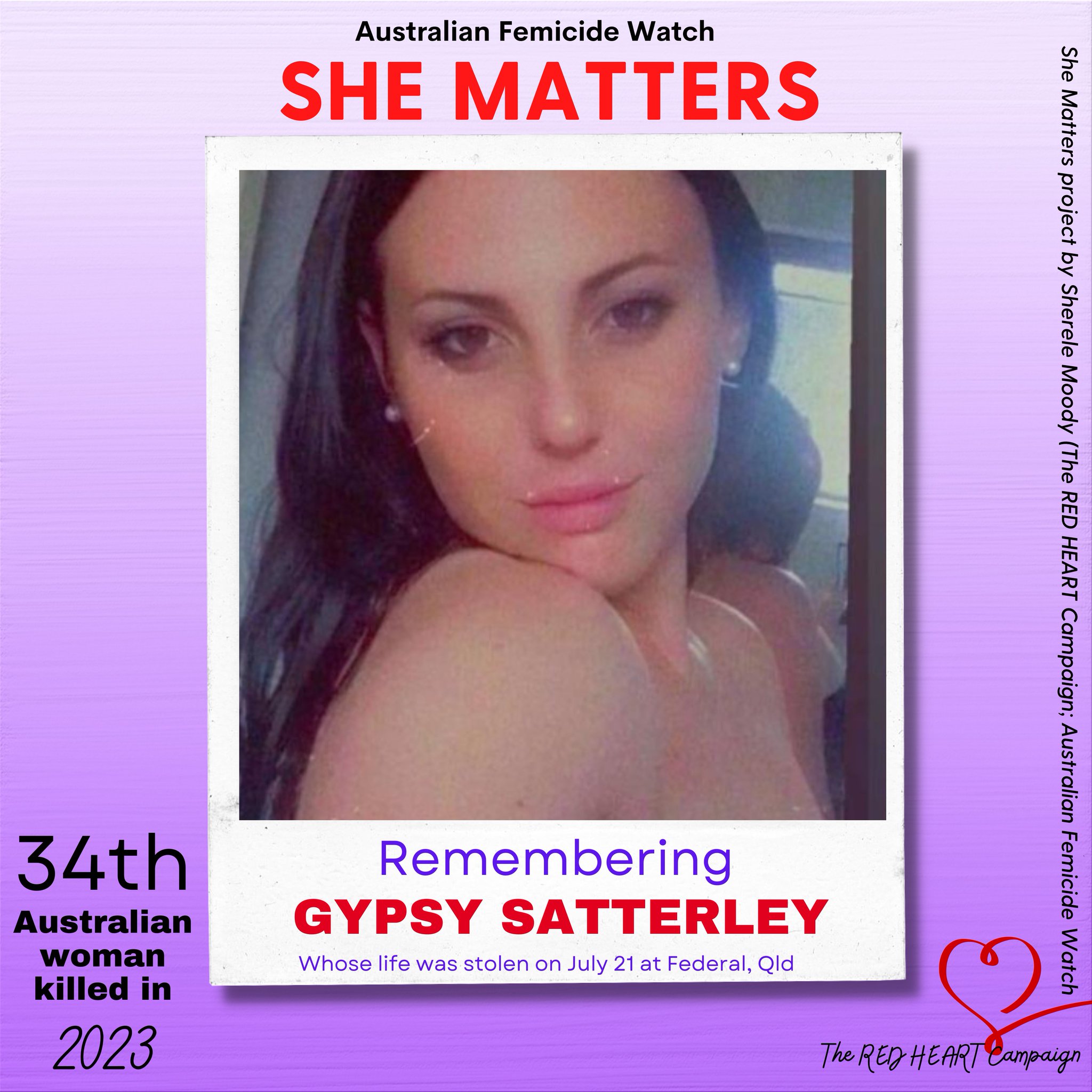 Australian Femicide Watch on Twitter: " ️SHE MATTERS: GYPSY SATTERLEY! ️ Gypsy Satterley was ...