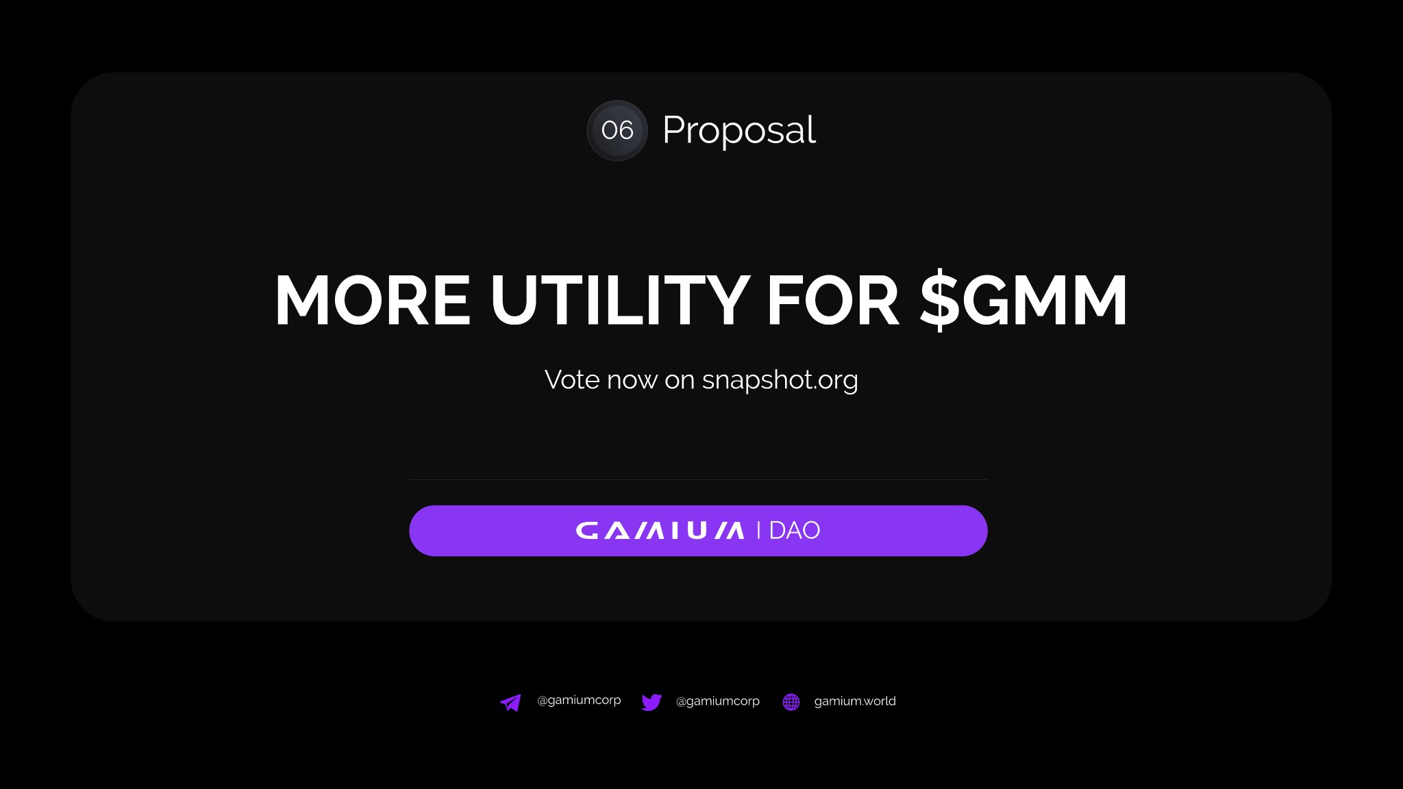 Gamium on Twitter: "🗳️ GIP-6: More utility for $GMM Today we are pleased to announce Gamium DAO ...
