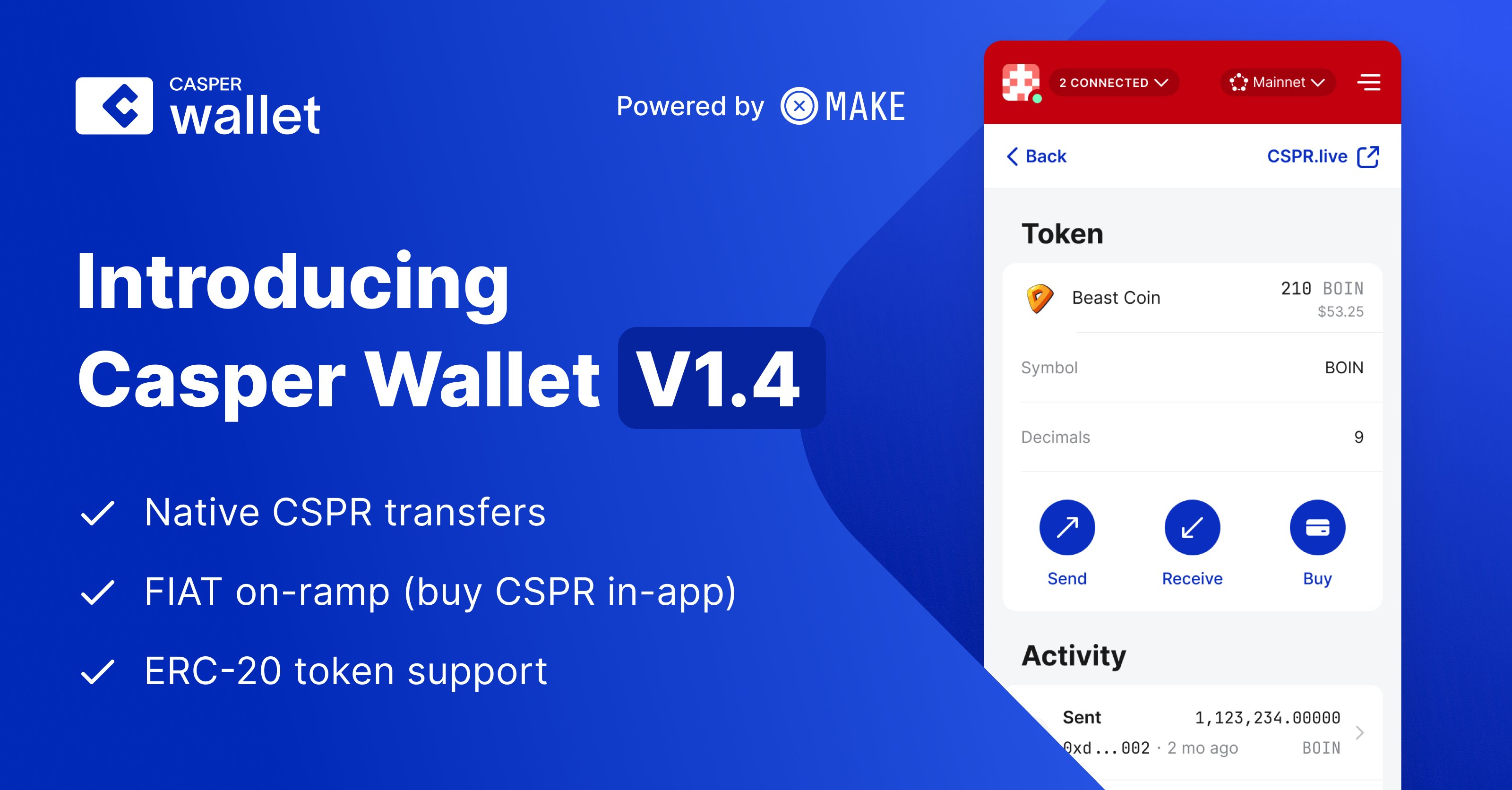 Casper Wallet on Twitter: "Announcing a MAJOR update to Casper Wallet! In v1.4 you can: 👉 Send ...