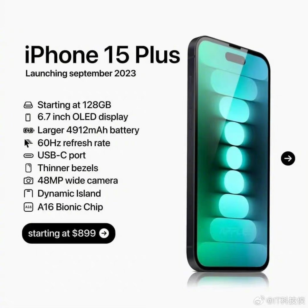 _Intruder_Tech! on Twitter: "iPhone 15 Plus Highlights 6.7" 60Hz OLED Display A16 Bionic Chip ...