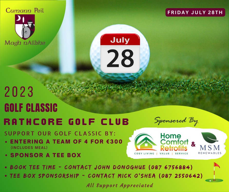 Moynalvey GFC on Twitter: "1⃣ Week to go…. @MoynalveyGFC GOLF CLASSIC 🏌️‍♀️ sponsored by “𝙃𝙊𝙈𝙀 ...