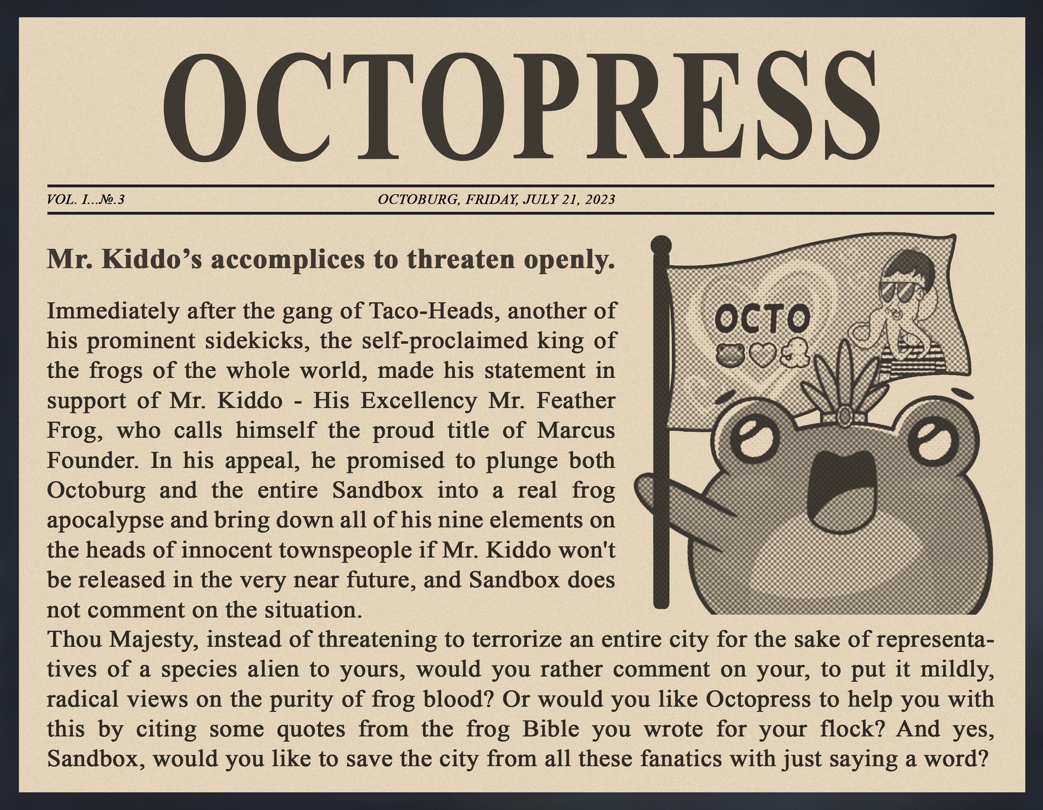 OctoPress on Twitter: "Another one @octo_peeps accomplice Mr. @FeatherFrogs is here! Well, you ...