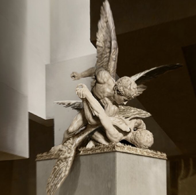 Angel Fighting Demon Statue