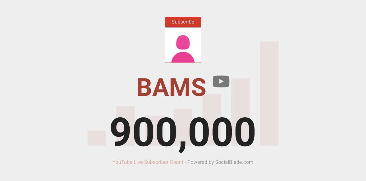 Bams On Twitter Thank You So Much For 900 000 Subscribers On Youtube