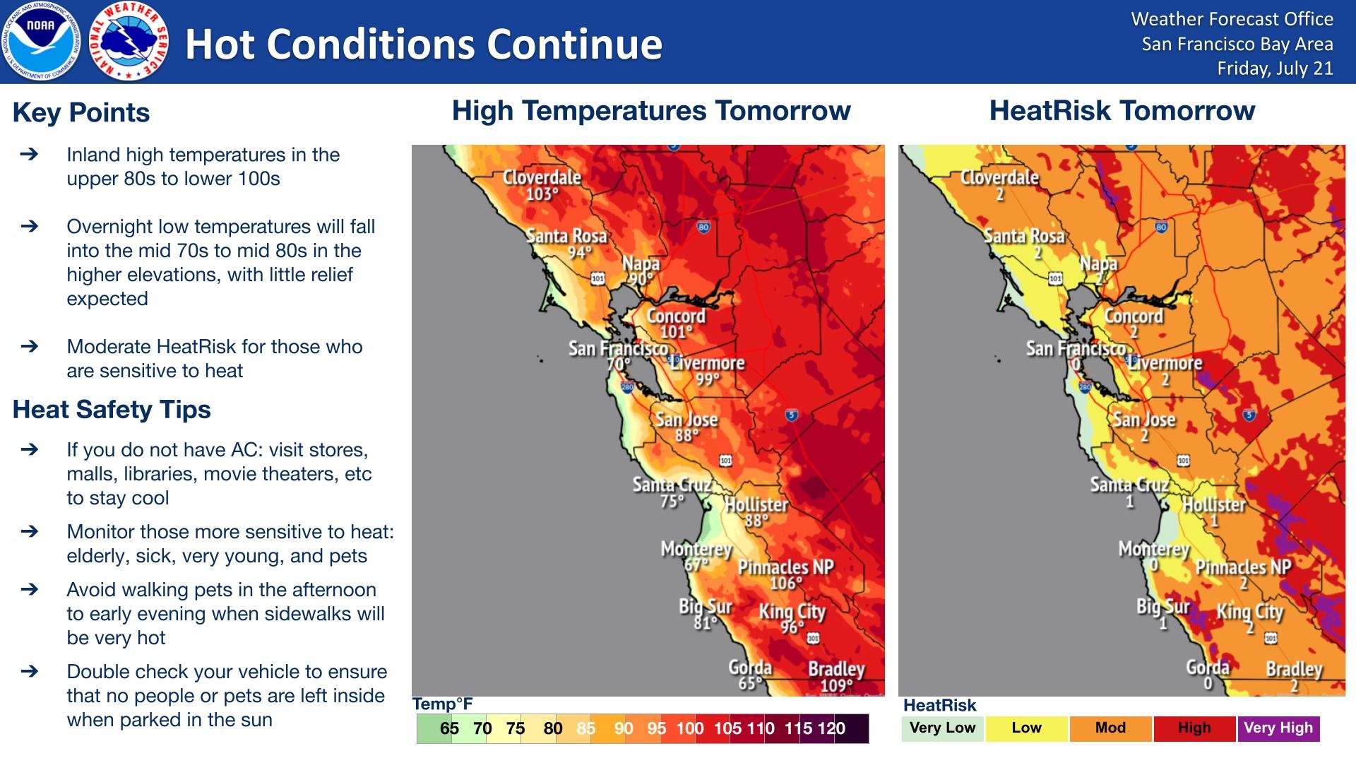 Nws Bay Area 🌉 On Twitter Hot Temperatures Will Prevail Through