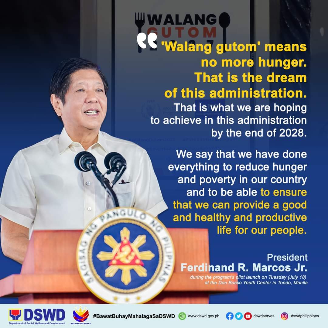 @dswdserves on Twitter: "Pres. Marcos Jr. envisions 'Walang Gutom' as the administration's dream ...