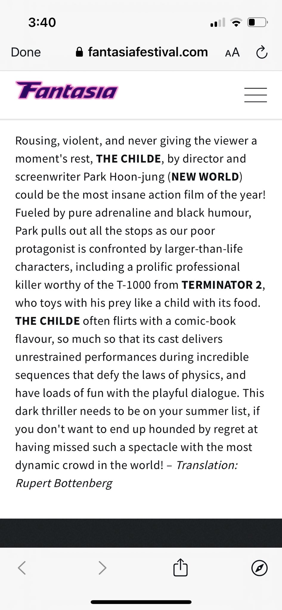 js on Twitter: "The screening info on #TheChilde introduction for Fantasia is really well ...