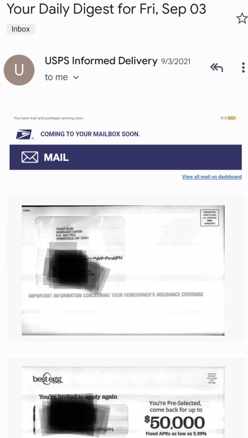 Dave Danna on Twitter: "I've been using USPS informed delivery for years to know what mail ...