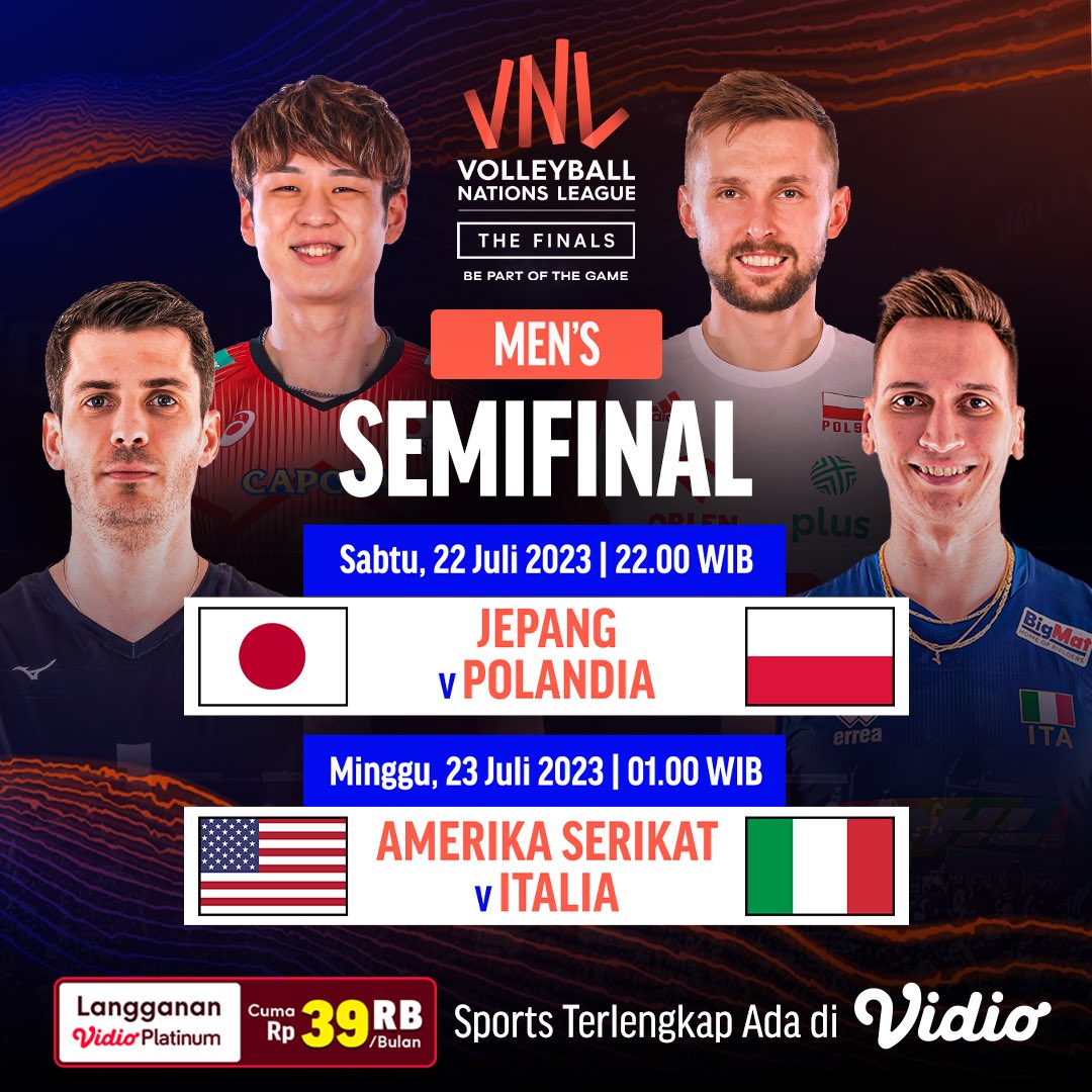 Vidio Sports on Twitter: "Siapa yang akan lolos ke final Men’s VNL 2023? Jangan lewatkan ...