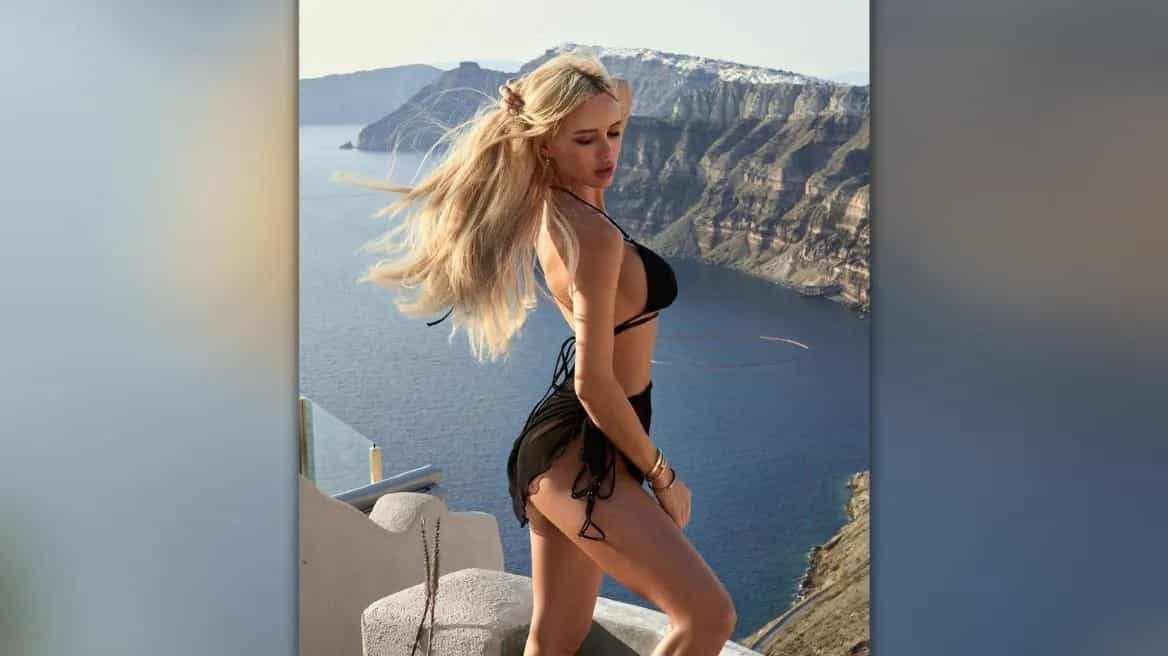 Greek City Times on Twitter: "Russian beauty Olya Abramovich is vacationing in Santorini https ...