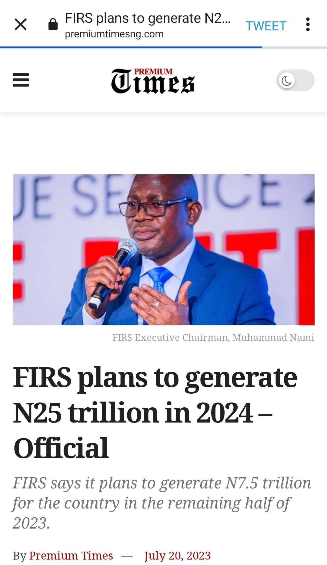 Ayekooto on Twitter: "The Federal Inland Revenue Service (FIRS) says it plans to generate a ...