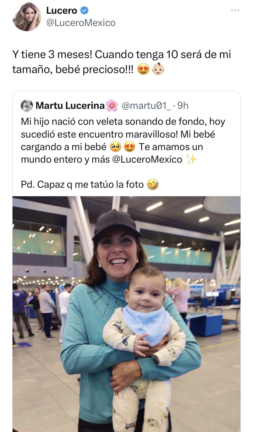 Martu Lucerina🌸 on Twitter: "Si, la felicidad existe. Mi bebé cargando a mi bebé ♥️ 21/07/23 ...