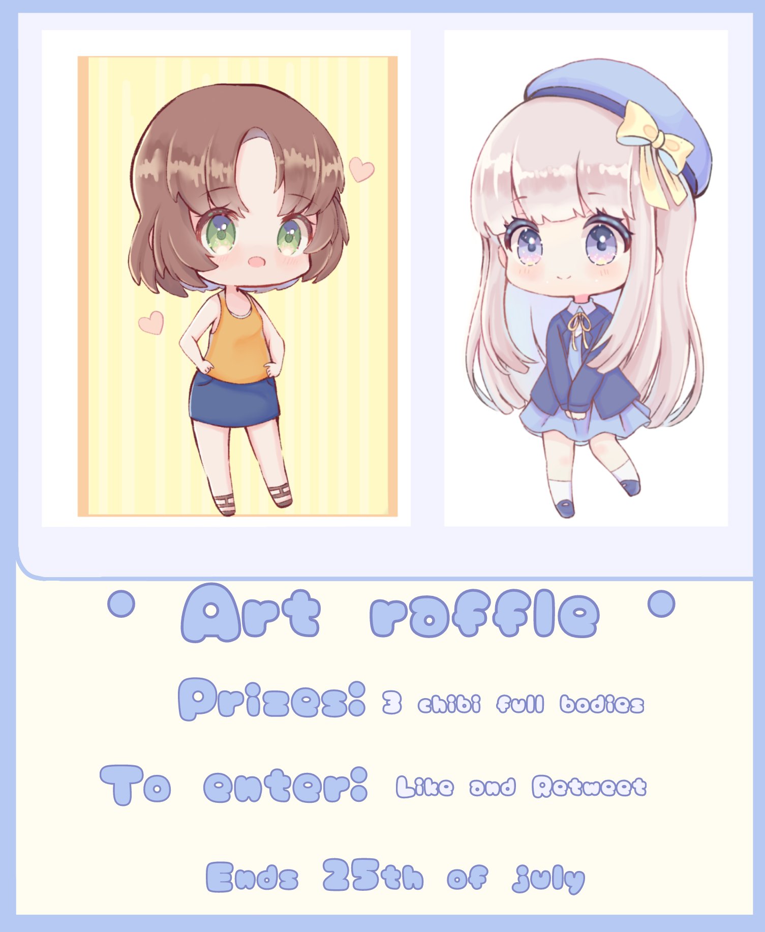 Jade (COMMS OPEN📌) on Twitter: "☁️🌼💙ART RAFFLE💙🌼☁️ (Happy 900🎉) To enter: Like and RT Prizes: 3 ...