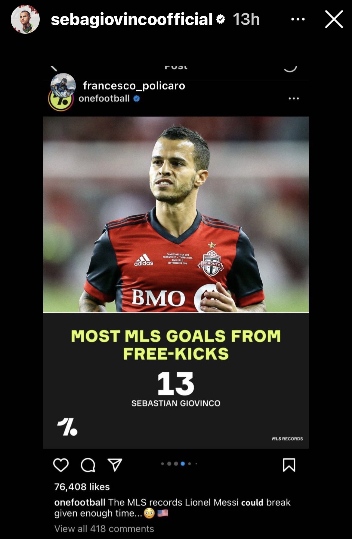 Martyn Bailey on Twitter: "Sebastian Giovinco shared on insta last night and Messi is definitely ...