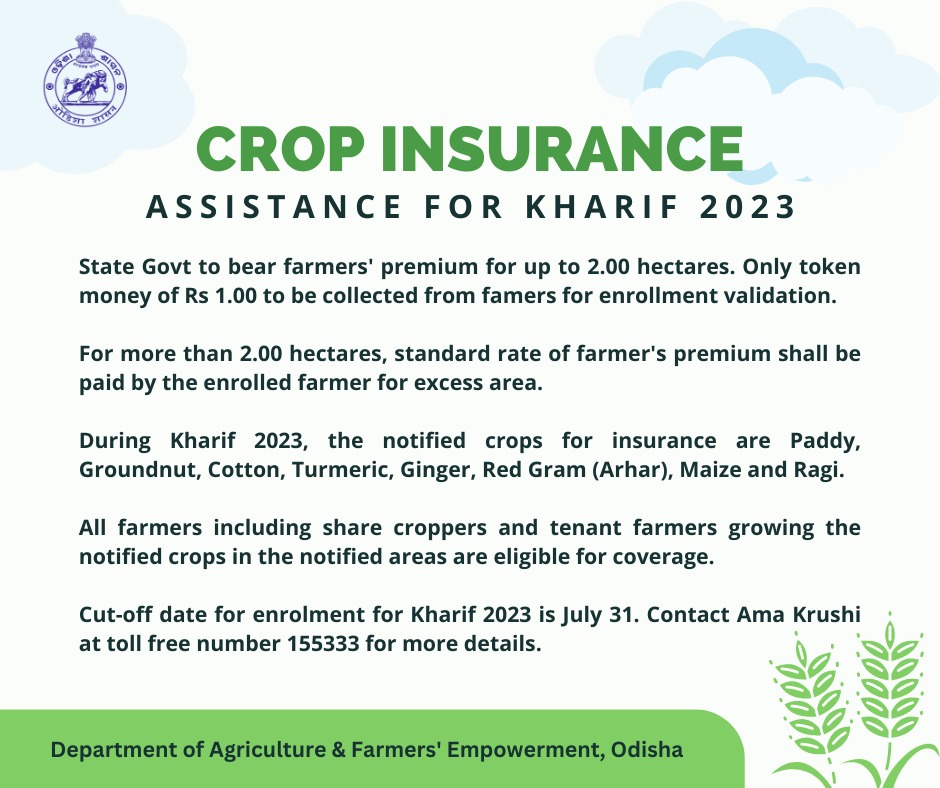 କୃଷି ବିଭାଗ, ଓଡ଼ିଶା on Twitter: "Odisha govt decided to pay crop ...