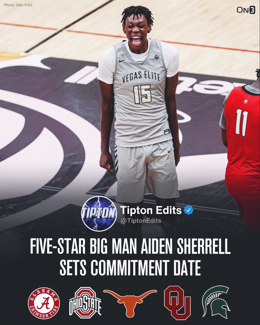 Joe Tipton on Twitter: "NEWS: 5⭐️ Aiden Sherrell, On3’s No. 10 overall prospect in the 2024 ...