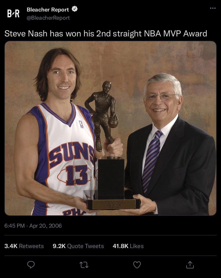Old NBA Tweets on Twitter: "NBA Twitter reacts to Steve Nash winning the 2006 MVP award https ...