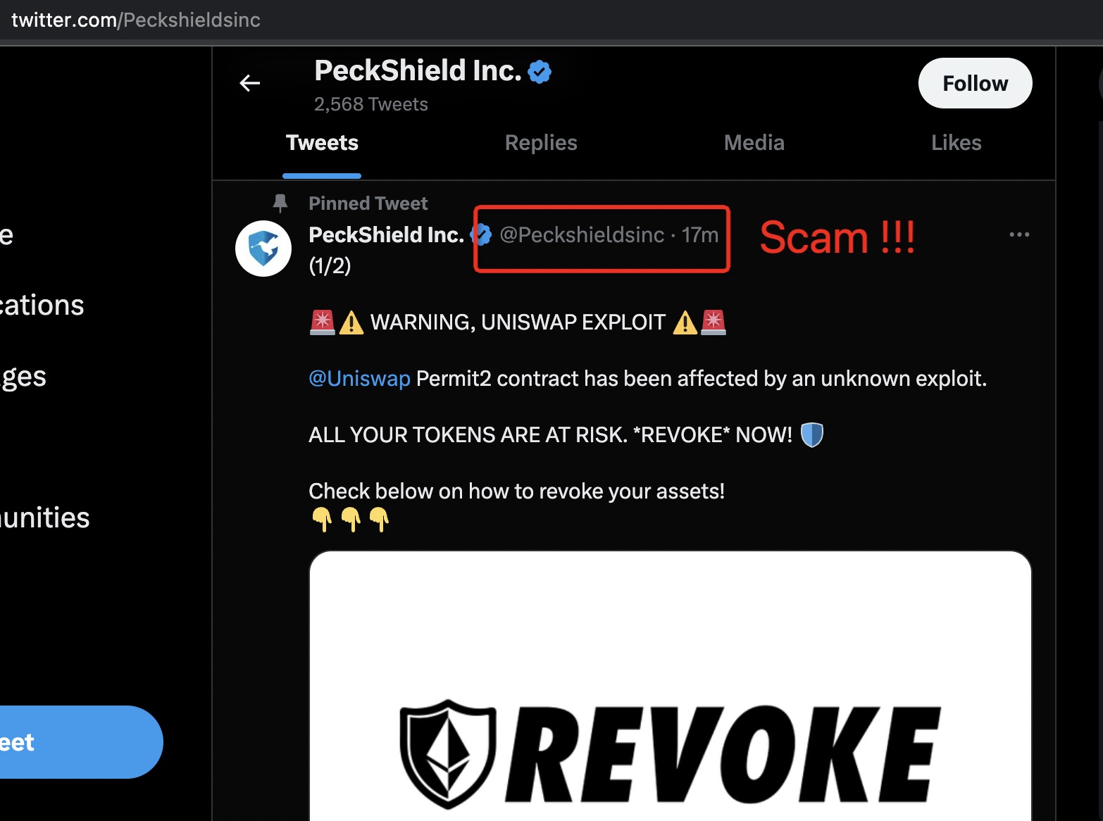 PeckShield Inc. on Twitter: "There is a scam account who is impersonating us with malicious ...