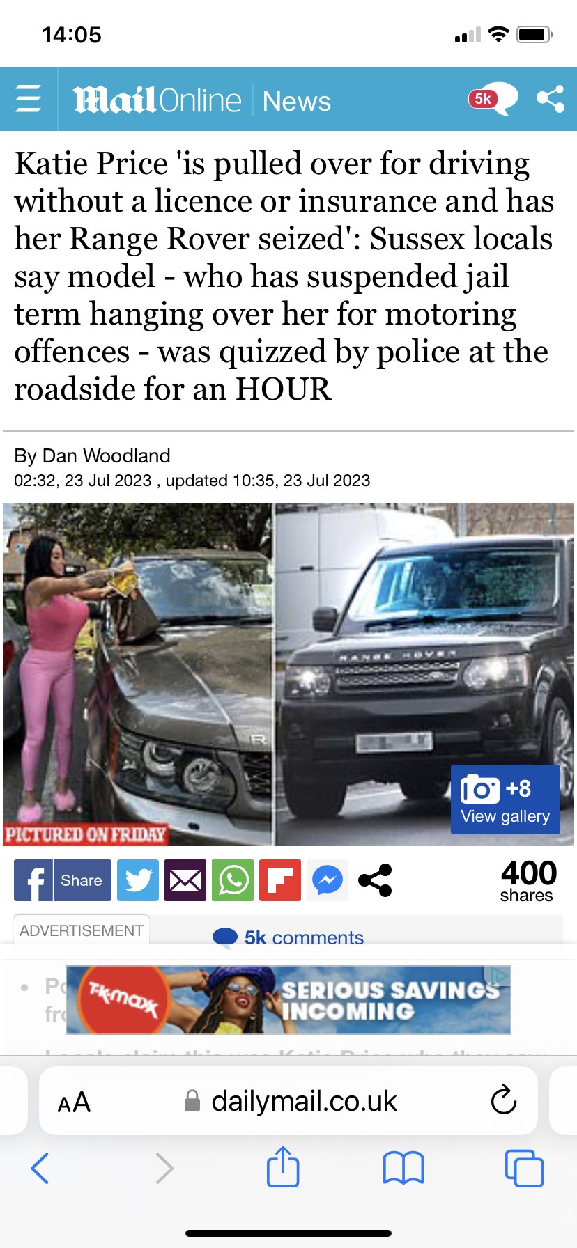 John Hamill on Twitter: "It’s all gone Tits up for Katie Price again. That woman is a menace to ...