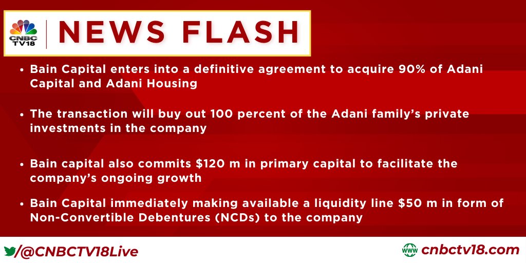 CNBC-TV18 on Twitter: "#NewsFlash | Bain Capital has entered into a definitive agreement to ...