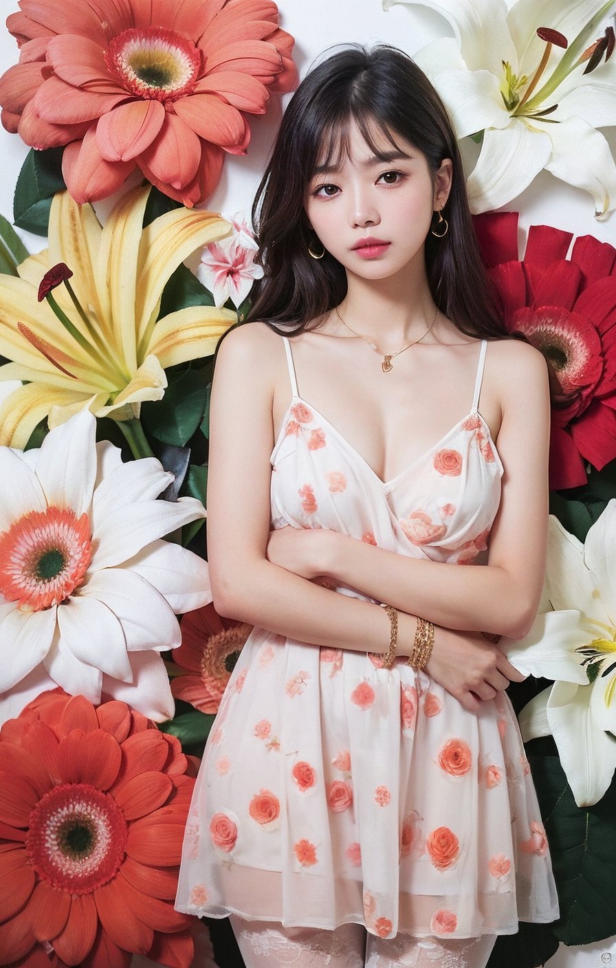 aidraw on Twitter: "(Negative Space),(many rose and many Lily and many Gerbera background only:1 ...