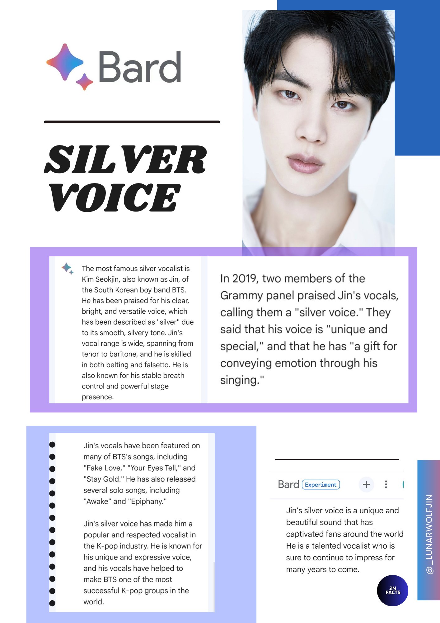 JIN FACTS || 🛸 ㅡ D~328 on Twitter: "As per Google Bard, the advanced AI language model, i asked ...