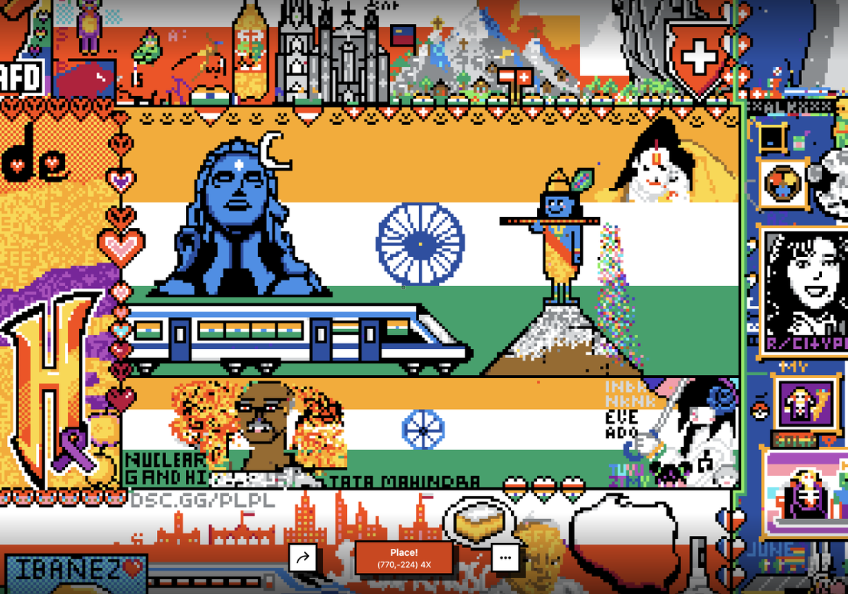 A thread of fantastic art that Redditors have created on r/place so far ...