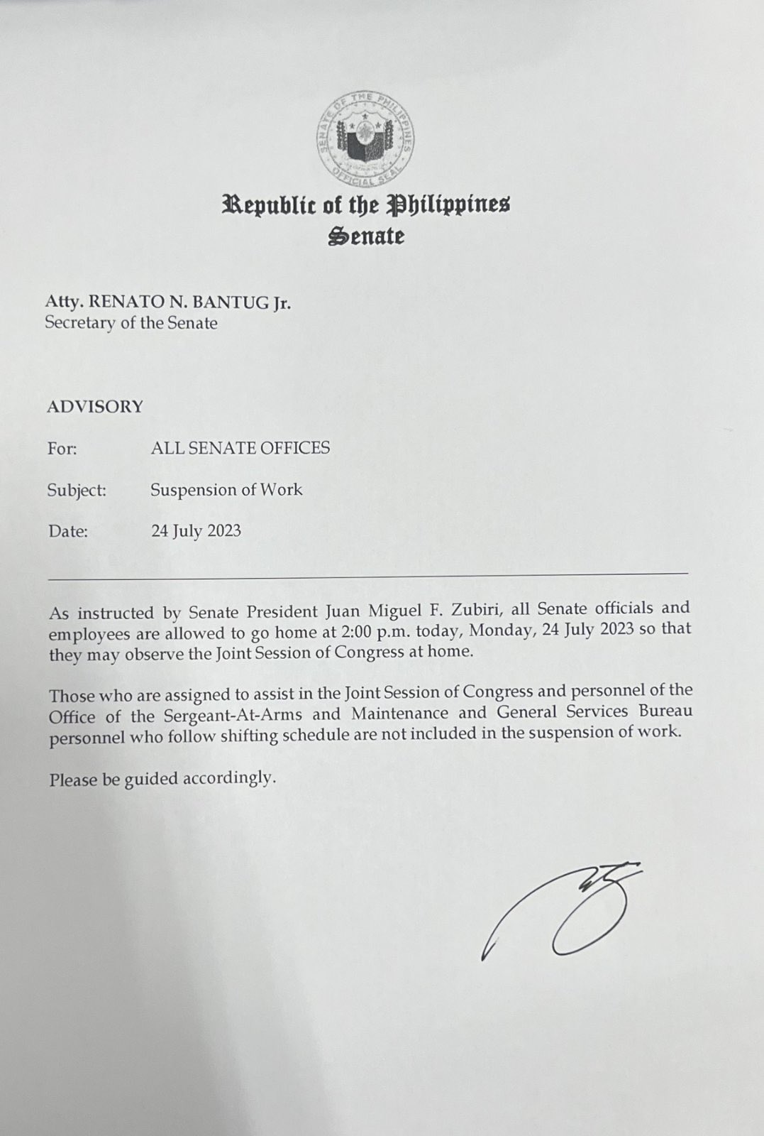 GMA Integrated News on Twitter: "Senate suspends work in the chamber to allow employees to watch ...