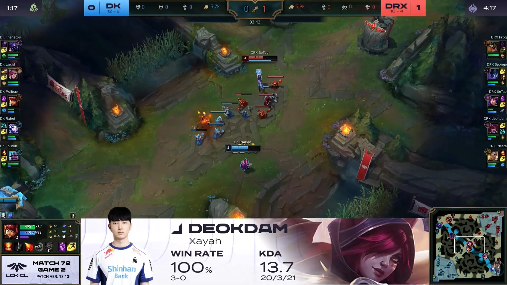 tenten ‿ on Twitter: "deokdam 100% win rate in CL with Xayah 🤩🫶🏻 welcome to his villain arc ...