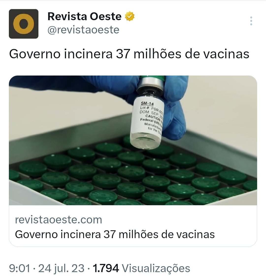 Sarita Coelho on Twitter: "Lula queimou 37 milhões de doses de vacinas, que ele deixou vencer ou ...