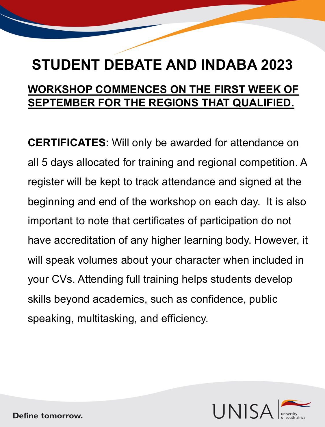 UNISALawClinic_Official on Twitter: "Kindly take notice that the Student Debate and Indaba will ...