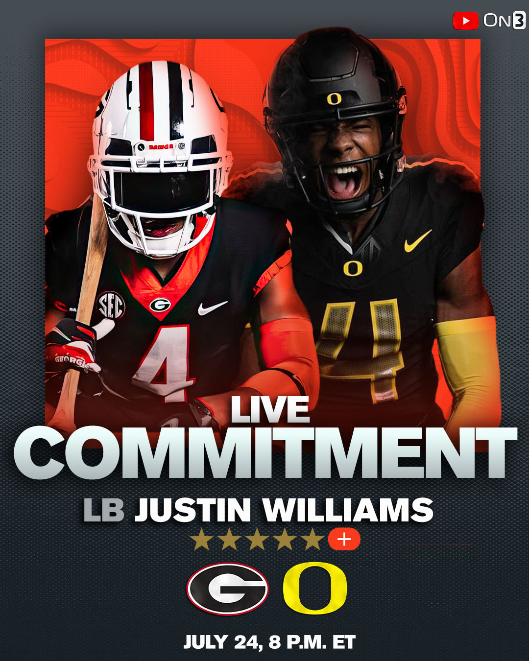 On3 Recruits on Twitter: "5-star LB Justin Williams is set to announce ...
