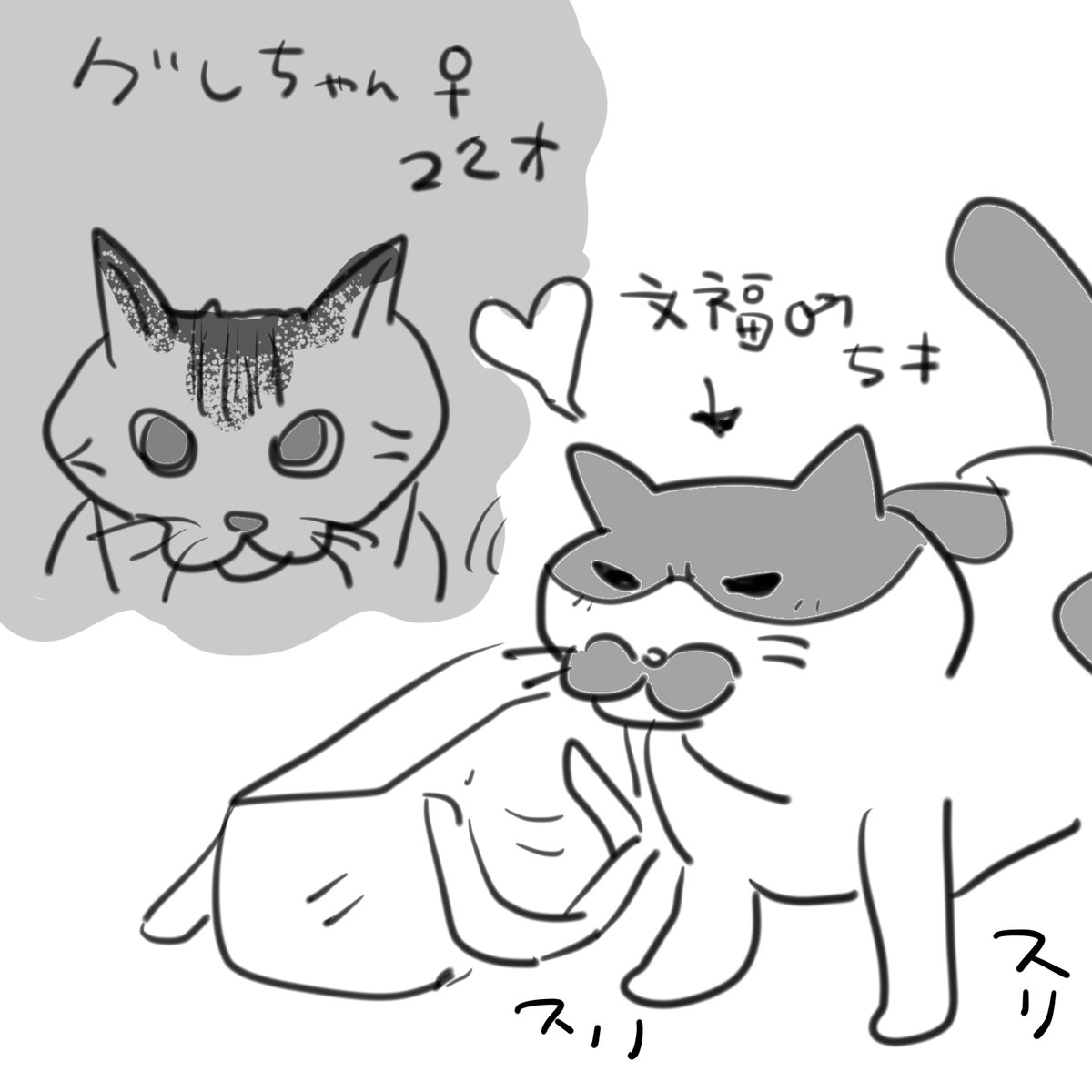 逆襲の日記 お出かけ先で出会ったねこちゃんの毛をつけて帰宅したら自宅の猫が匂いを嗅いでえらく気に入った雰囲気だった。お」逆襲の漫画