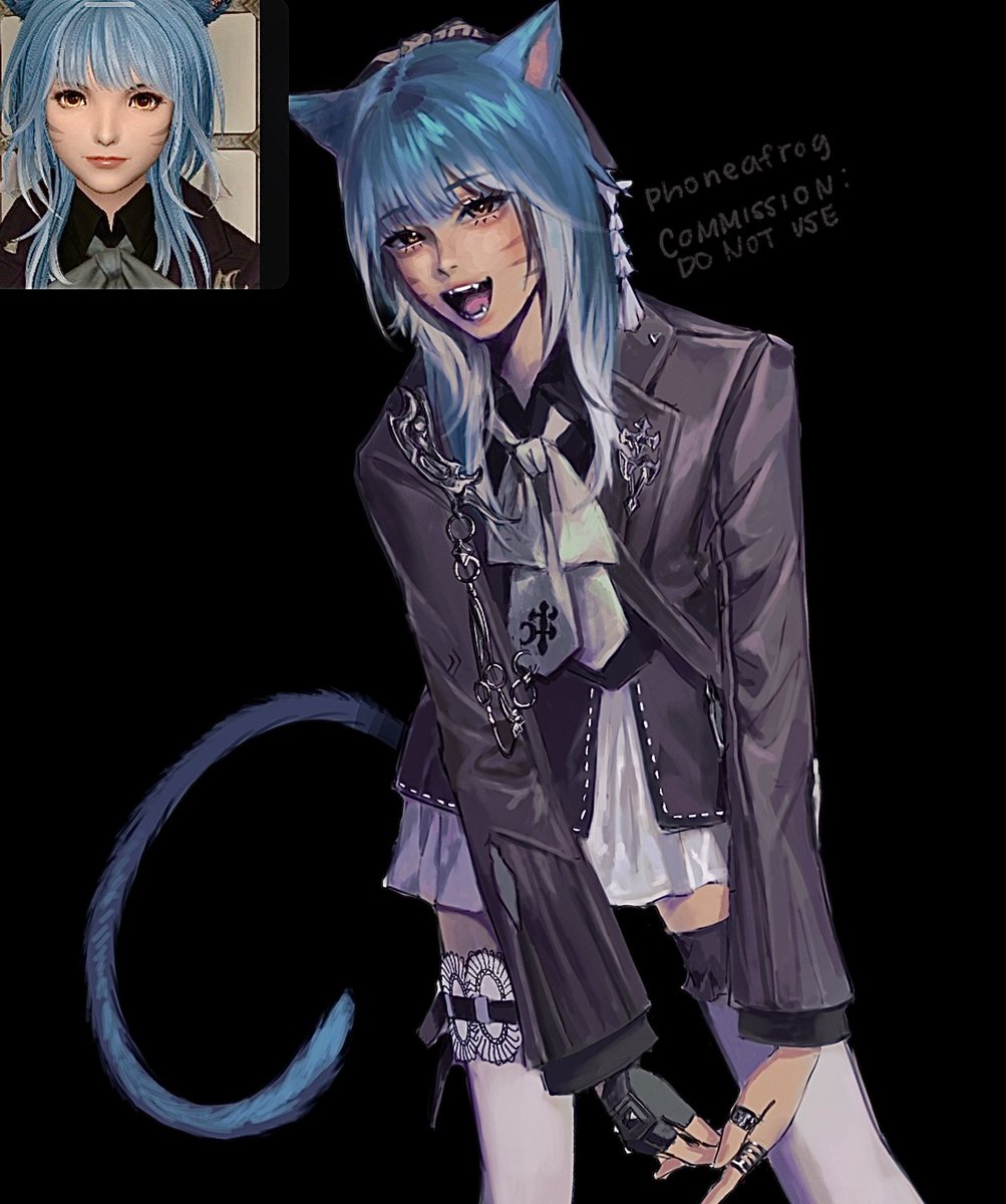 avatar (ff14) 1girl animal ears miqo'te tail cat ears cat tail blue ...