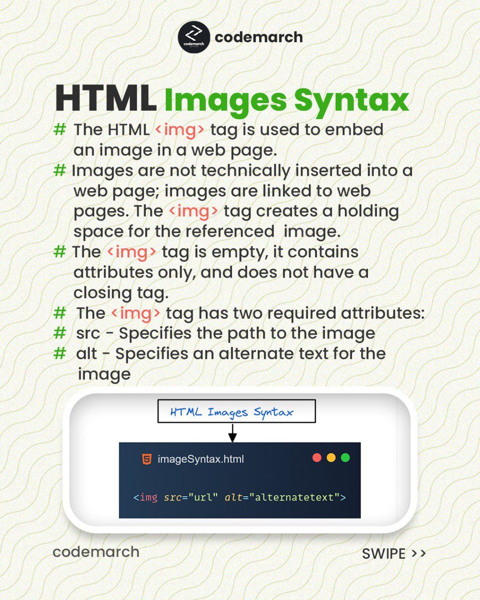 HTML Images: - المسلسل من codemarch @codemarch - رتبها