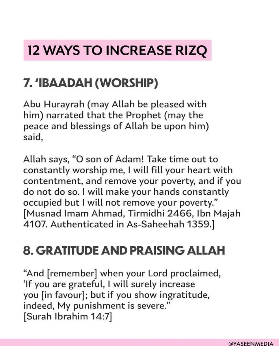 12 Ways To Increase RIZQ. 💥📌 Beautiful Reminder ️ - Thread from Cool ...