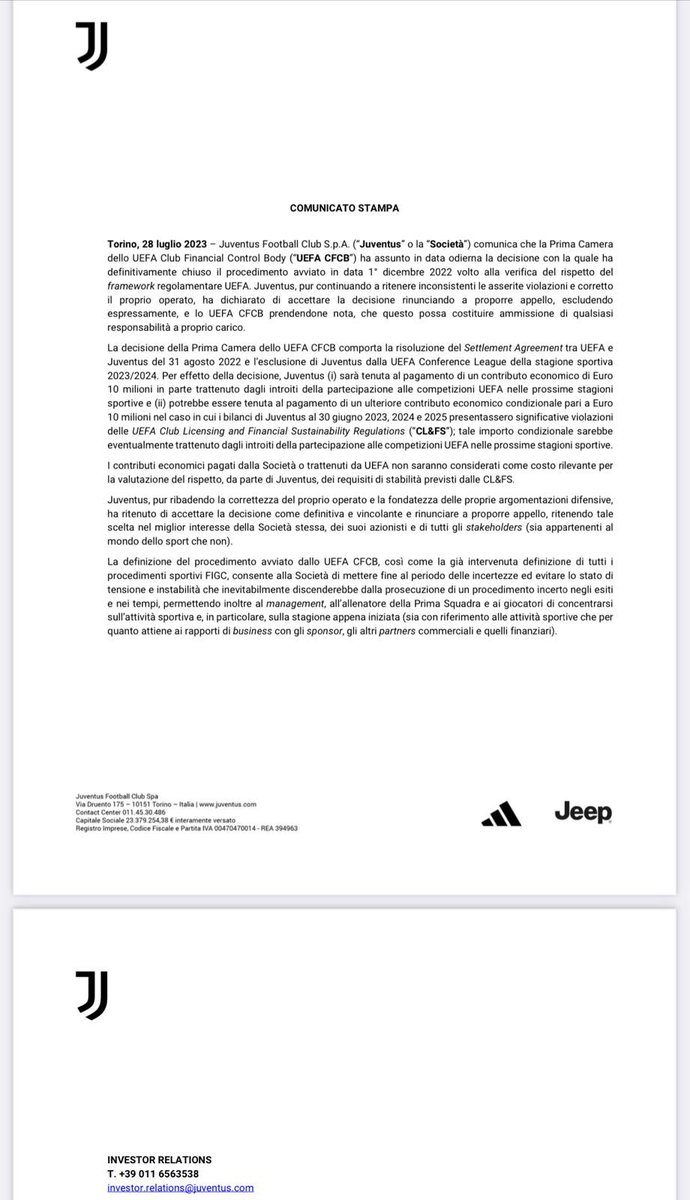 UEFA lätkäisi Juventukselle sakot ja europelikiellon - SuomiFutis