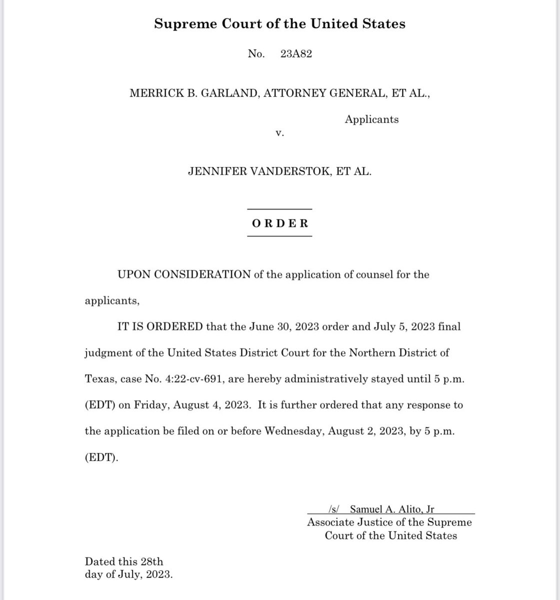 Justice Alito has issued an "administrative" stay of Judge Reed O ...