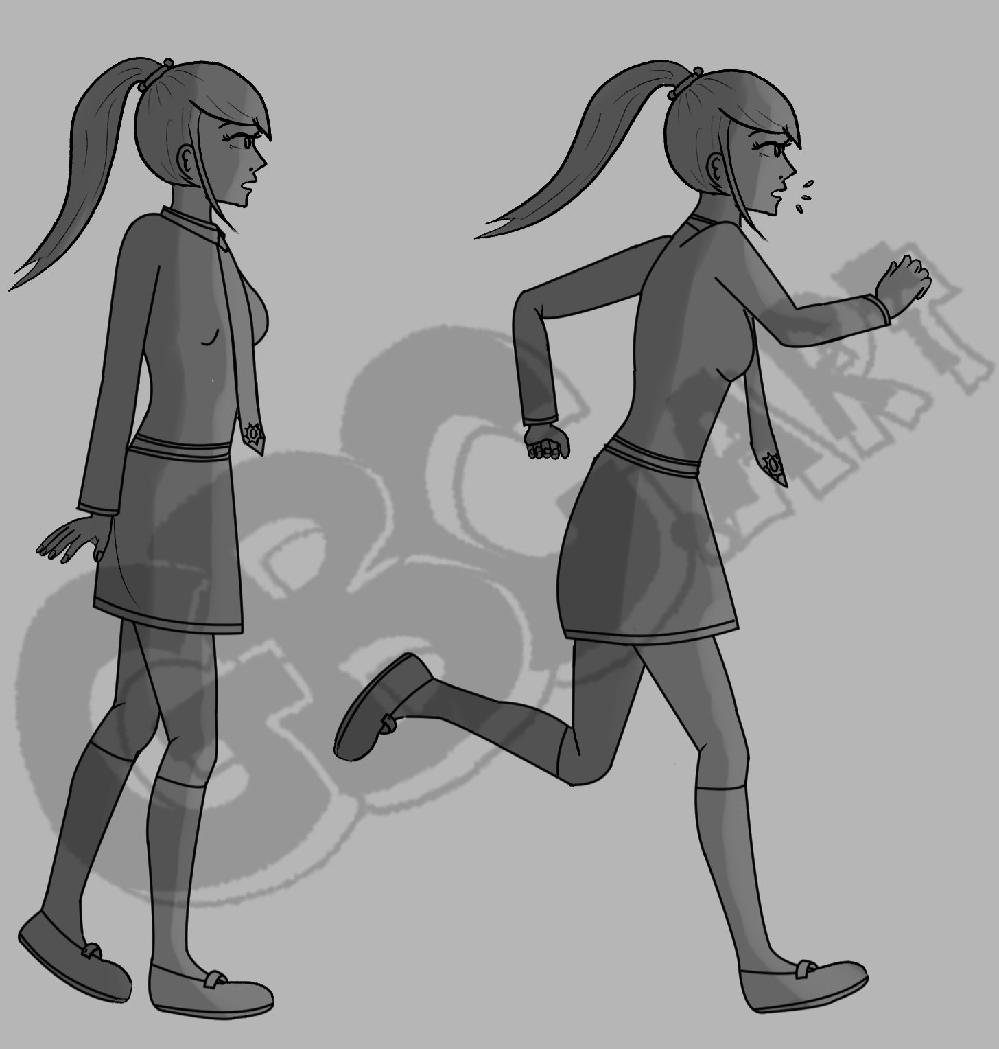 Anime Running Side View