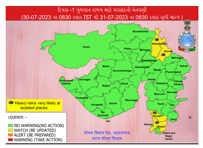 What is the likely scenario of rainfall in Gujarat for next three days ...