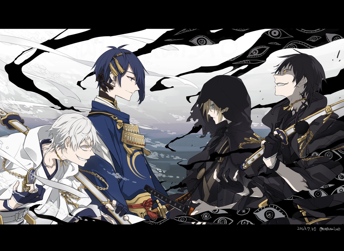 三日月宗近刀剣乱舞 鶴丸国永刀剣乱舞 「自分が見たいだけの画 甚だしい捏造」かすみののイラスト