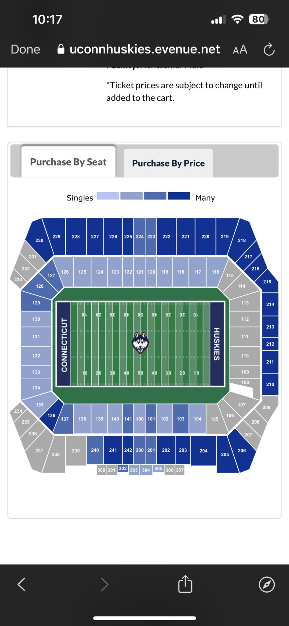 Uconn Football Seating Chart