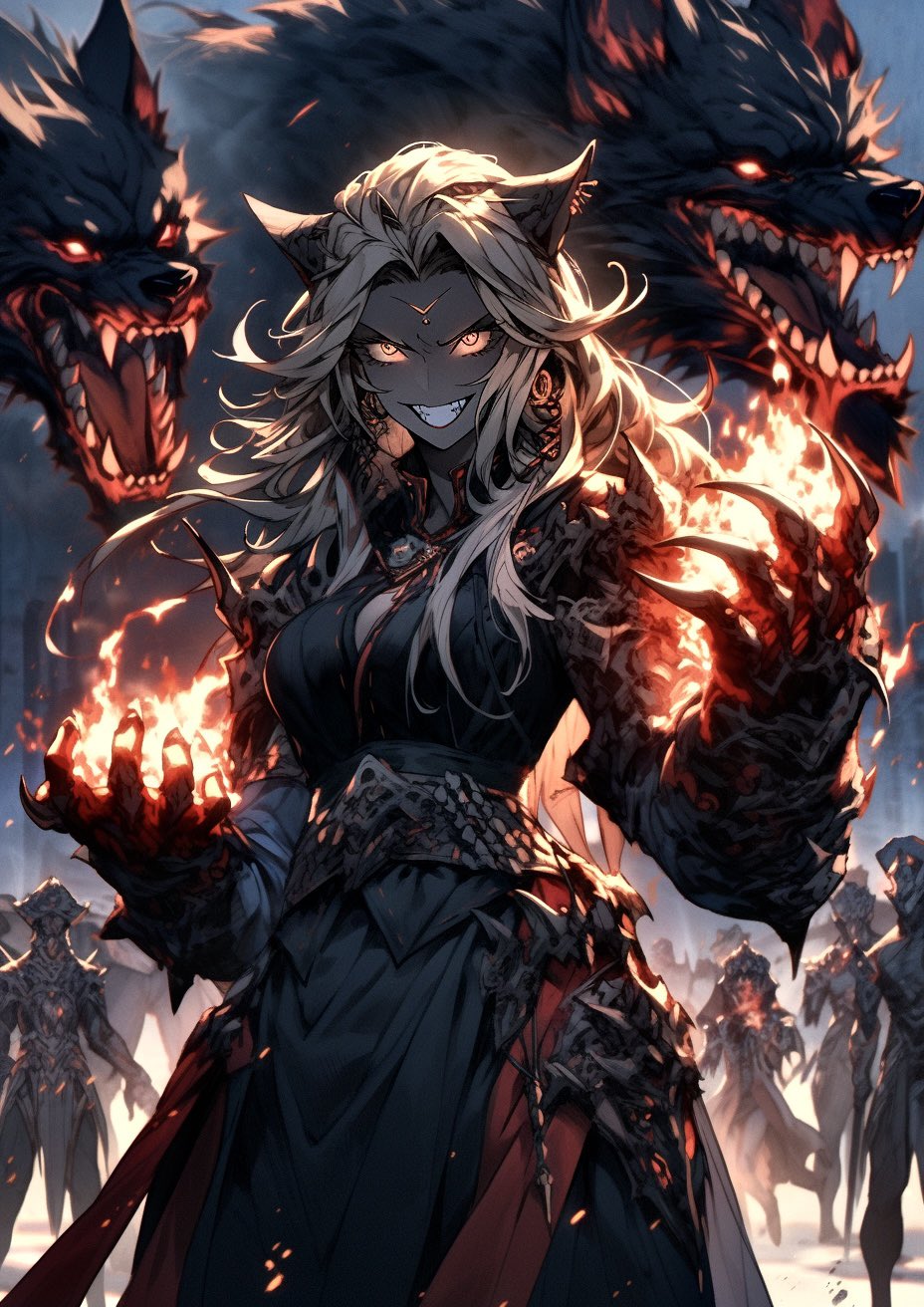 Anime Fire Wolf Girl