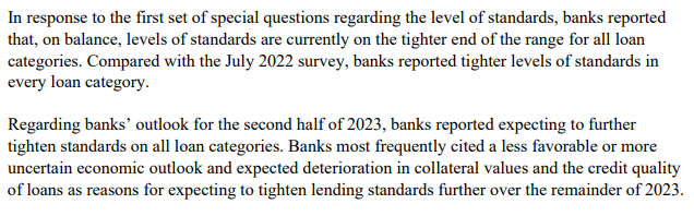 SLOOS charts below for those interested. First, the responses to the ...