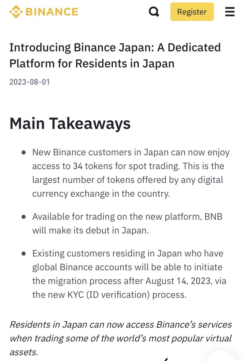 🚨 HUGE NEWS: 🇯🇵 #Binance Japan is BACK with a BANG 🔥 After 2 years of anticipation, they've ...
