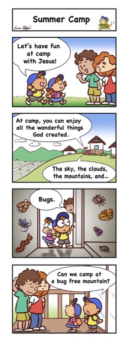 Christian Comic Strip Summer Camp! 1.. | かわうそ牧師@鴨島兄弟教会 さんのマンガ | ツイコミ(仮)
